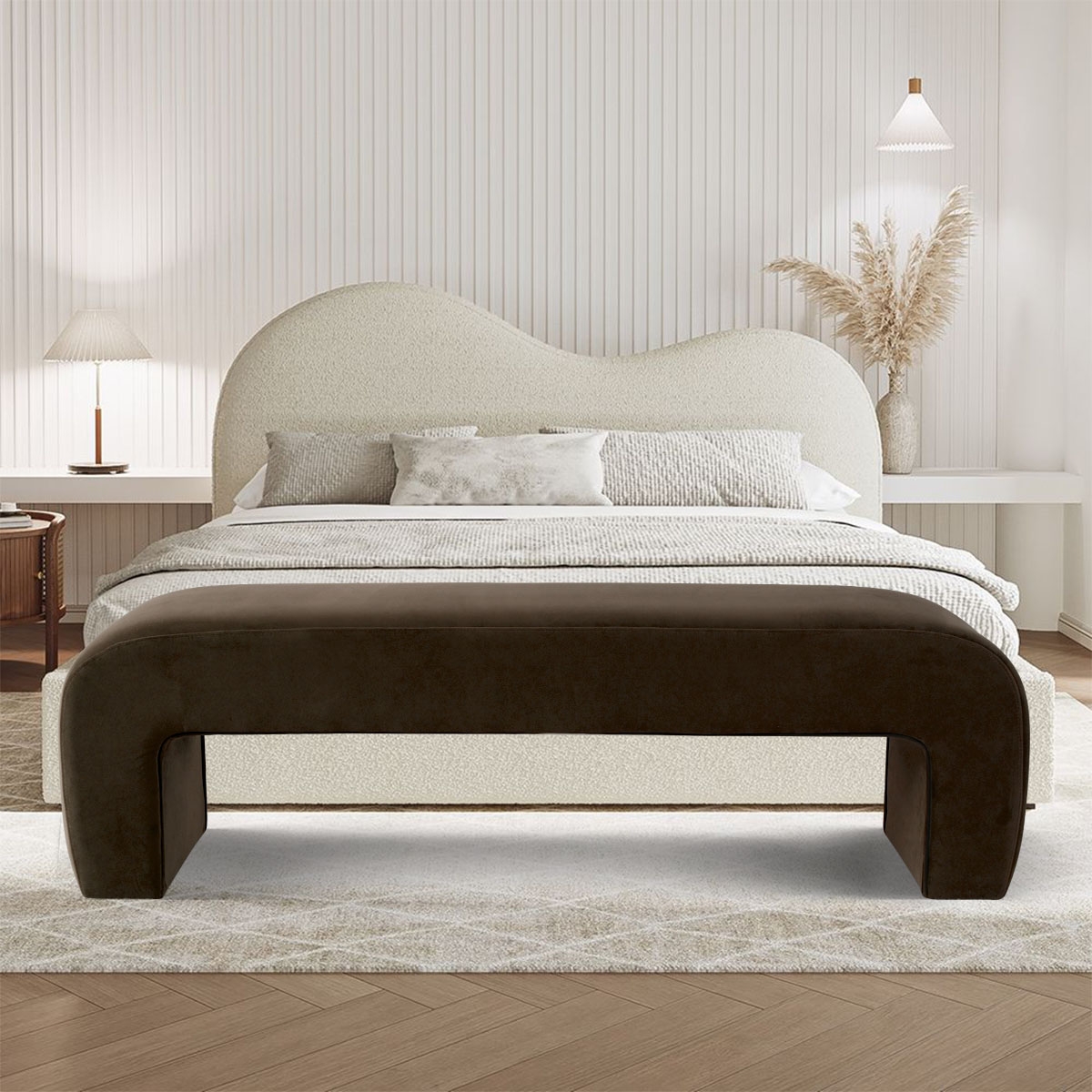 Click here for 60" Boucle Look Large Bedroom Waterfall Uphol... prices