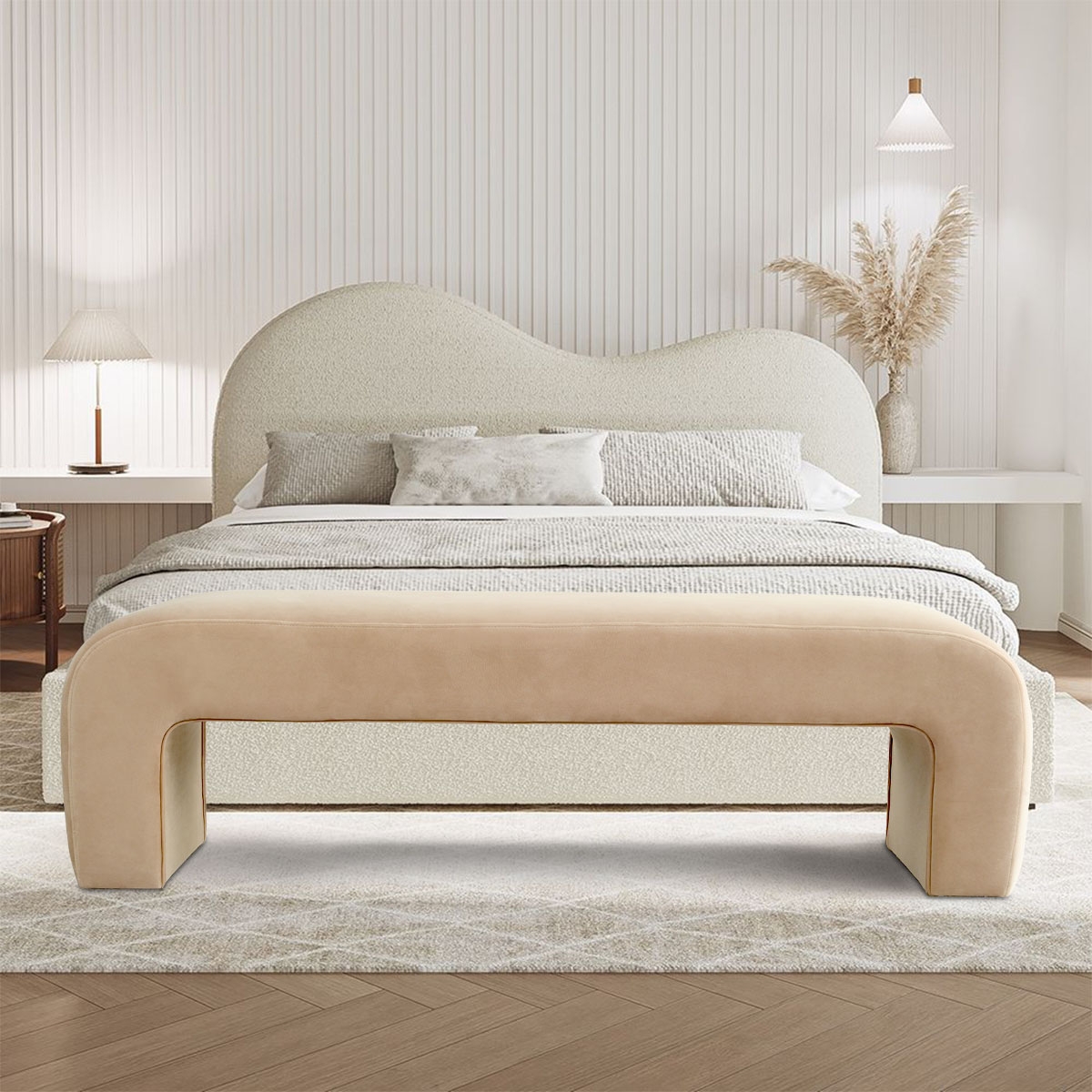 Click here for 60" Boucle Look Large Bedroom Waterfall Uphol... prices