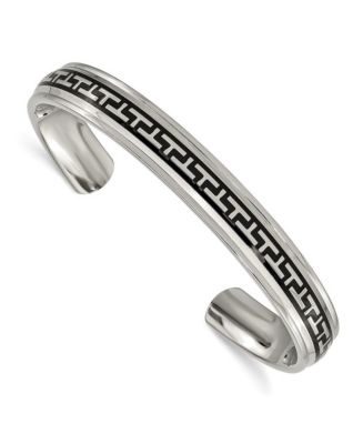 Chisel Titanium Polished with Black Rubber Design Cuff Bangle - Macy's