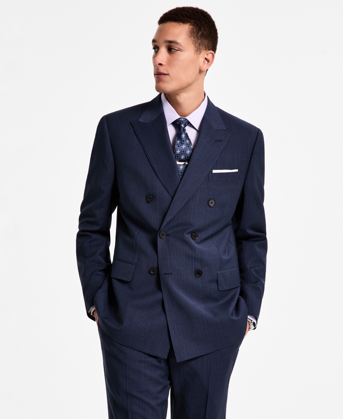Click here for B by Brooks Brothers Mens Pinstriped Wool-Blend Cl... prices