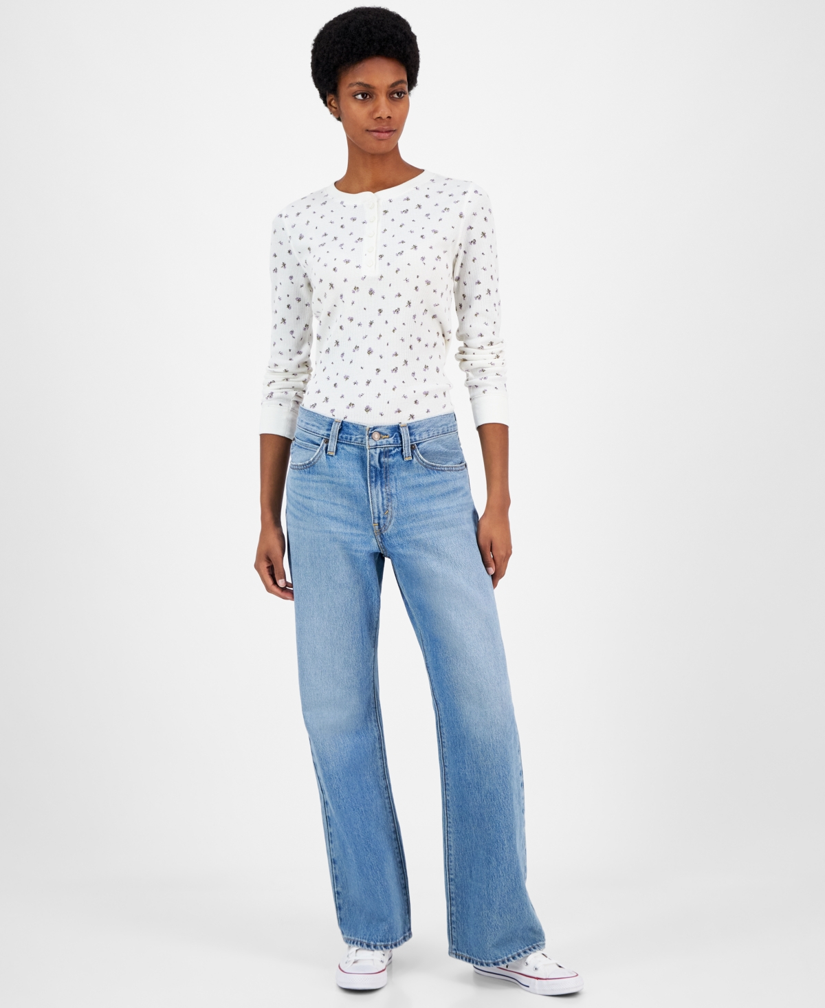 Click here for Levis Womens 94 Cotton Baggy-Fit Bootcut Jeans - S... prices