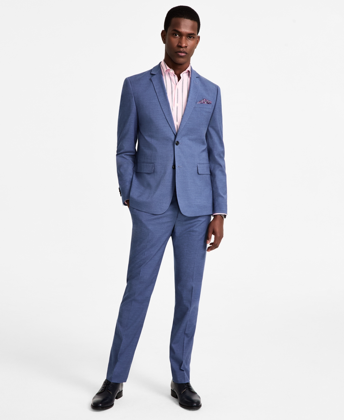 Nick Graham Mens Slim-Fit Stretch Suit - Light Blue