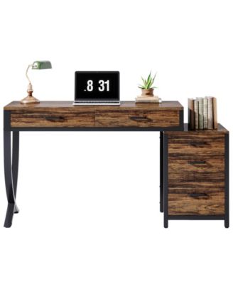 Tribesigns Computer Desk with 5 Drawers, Reversible Home Office Desk ...