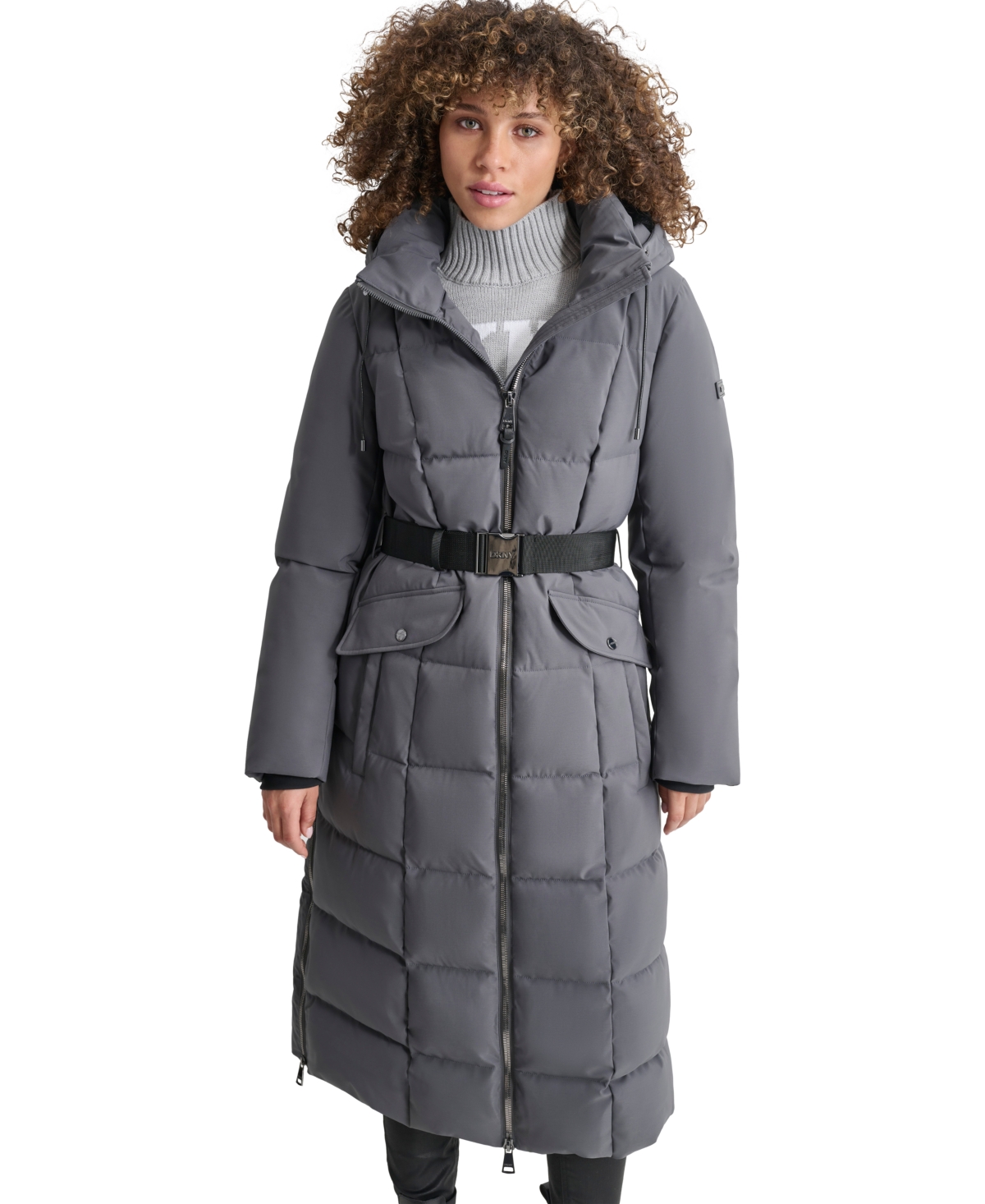 Click here for Dkny Womens Maxi Belted Hooded Puffer Coat - Titan prices