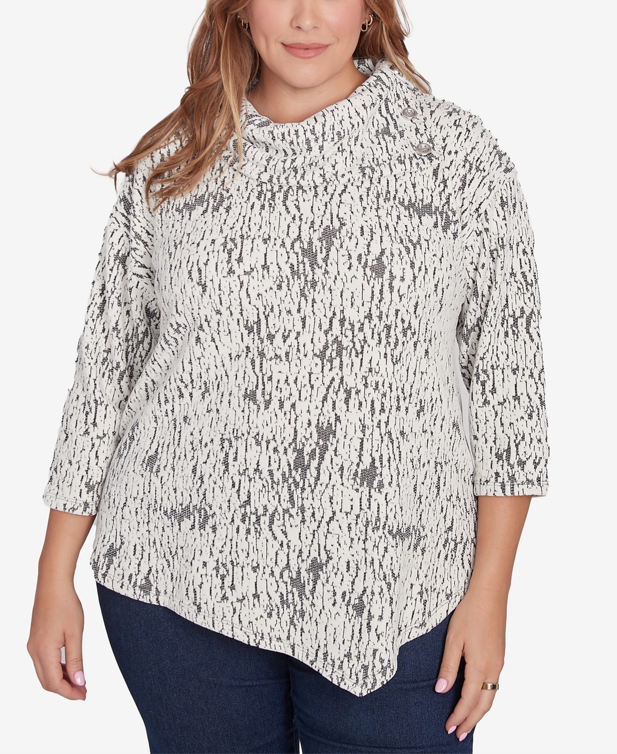 Click here for Ruby Rd. Plus Size Split Cowl Neck Chenille Jacqua... prices