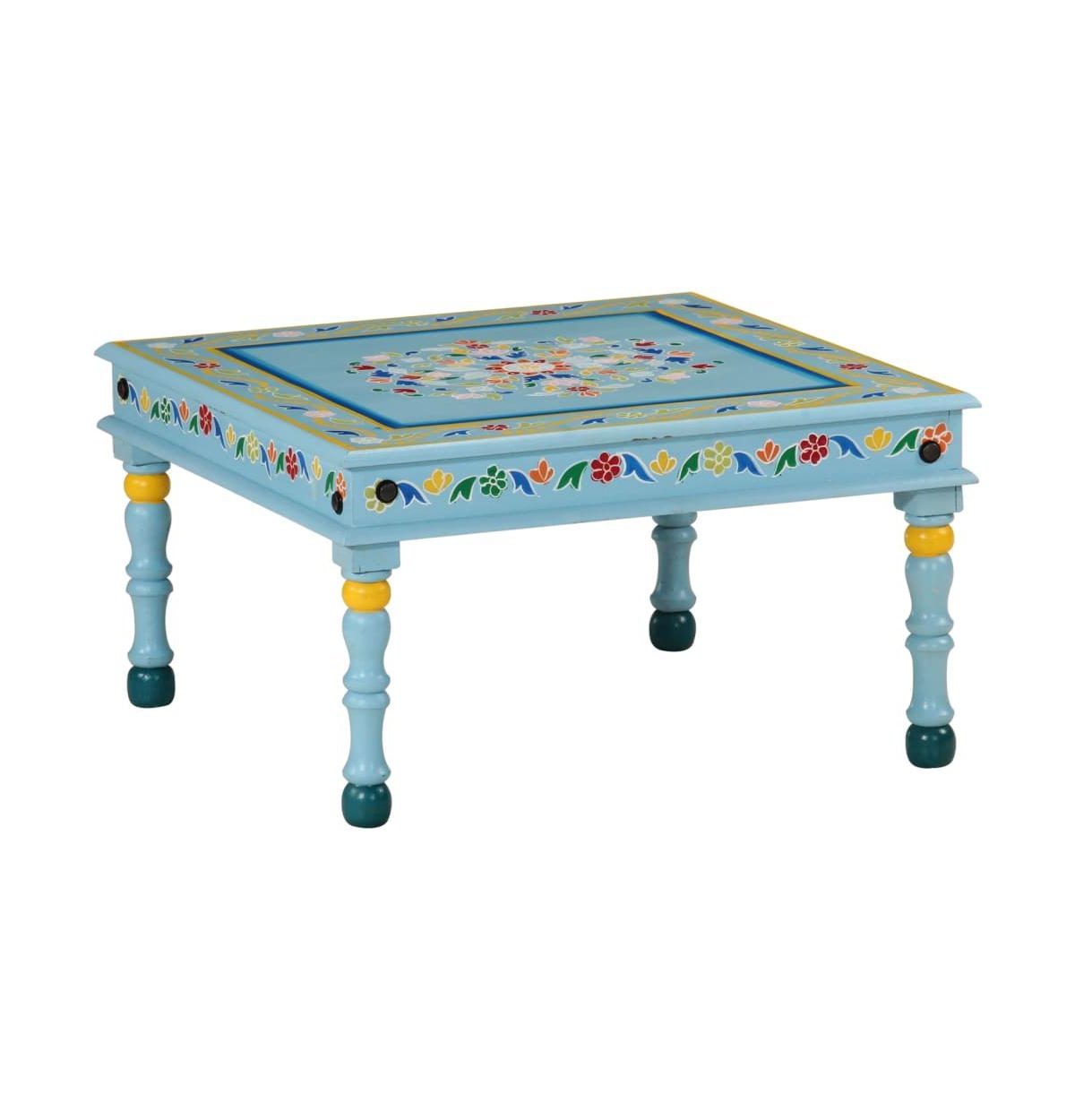 Click here for vidaXL Coffee Table Turquoise Hand Painted Solid W... prices