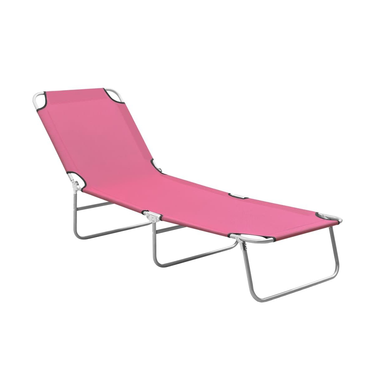 Click here for vidaXL Folding Sun Lounger Steel and Fabric Pink -... prices