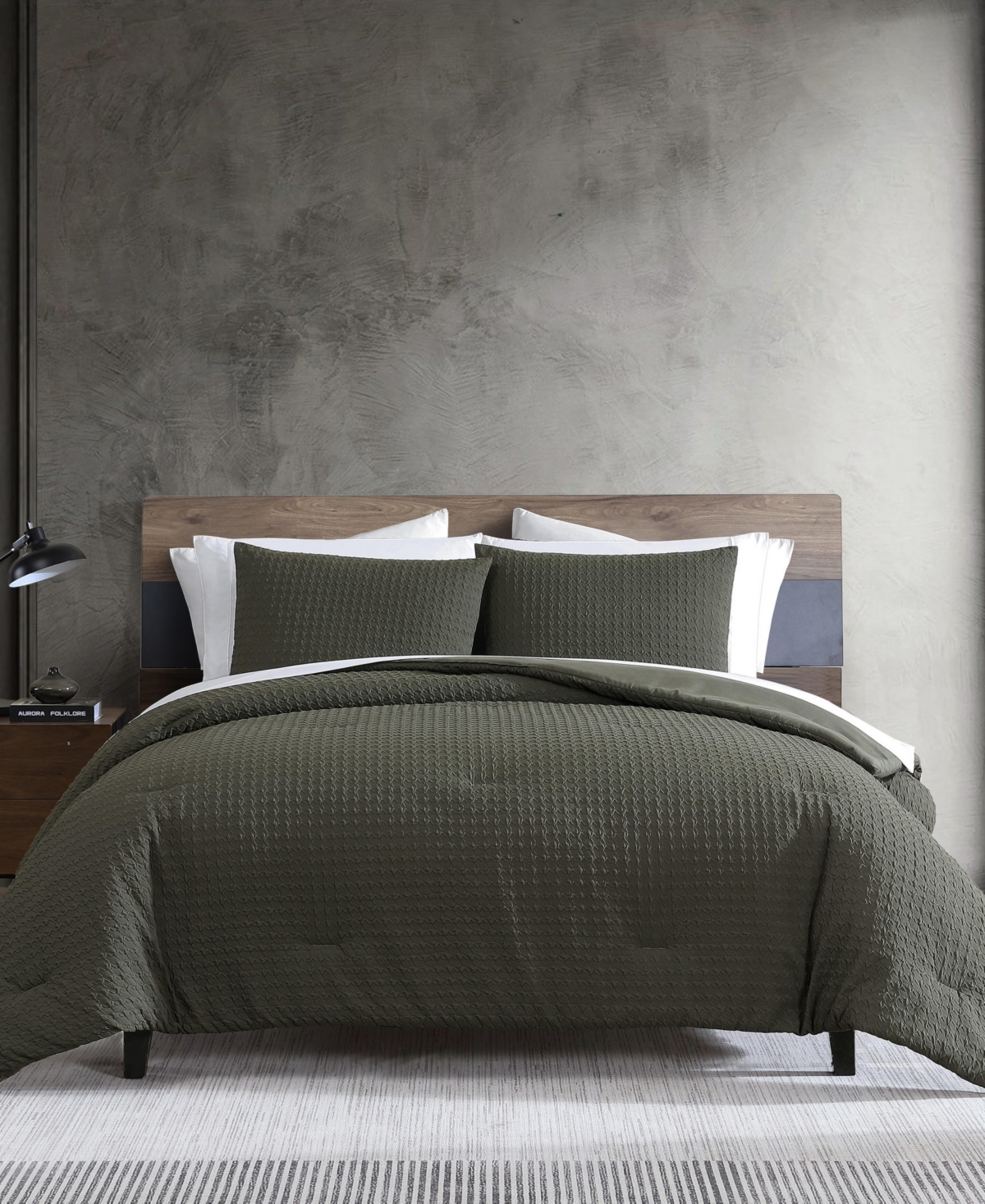 Kenneth Cole New York Houndstooth Embossed 3-Pc. Comforter Set  Full/Queen - Forest Green