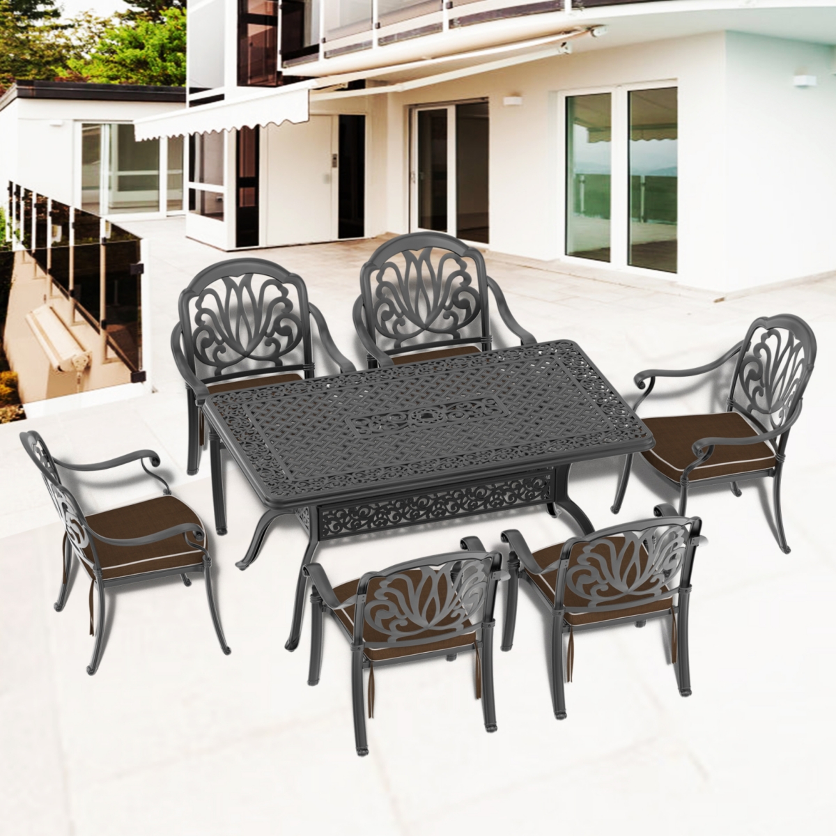 Click here for (Cushions In Random Colors)7-Piece Set Of Cast Alu... prices