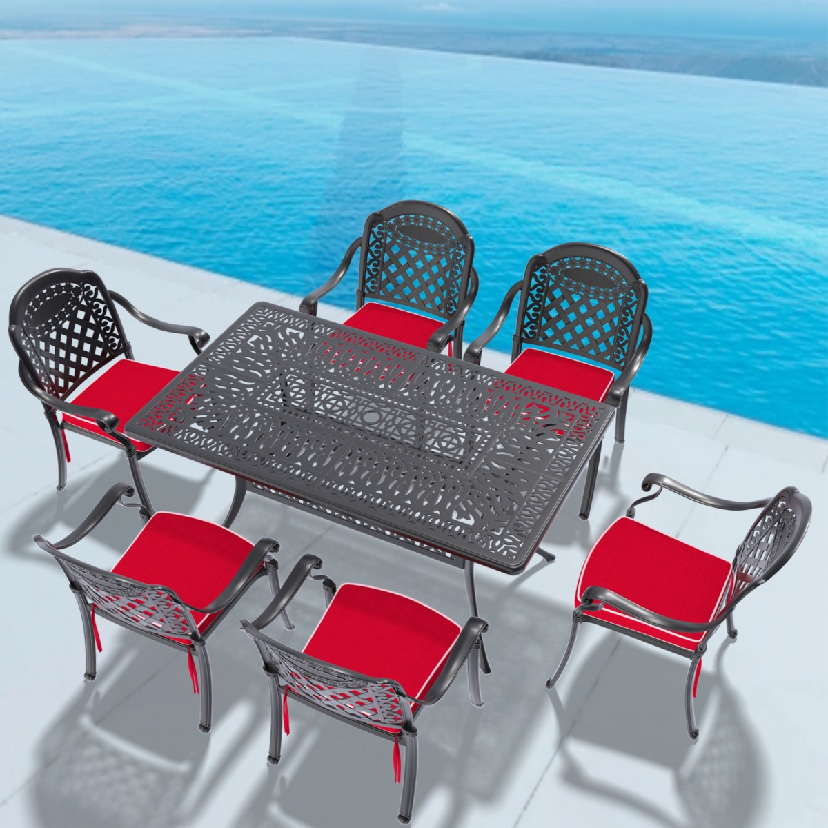 Click here for Streamdale 7-Piece Aluminum Patio Set with Cushion... prices