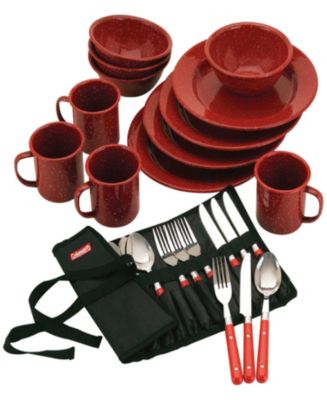 Coleman Red 24-Piece Enamel Dinnerware Set - Macy's