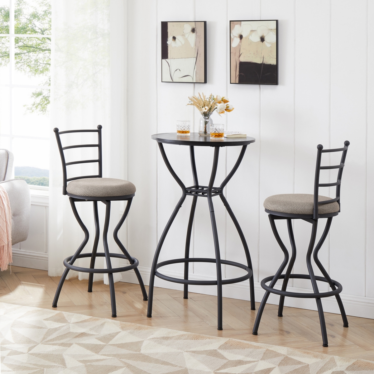 Click here for 3 Bar Table and Chairs Set for Dining Room Industr... prices