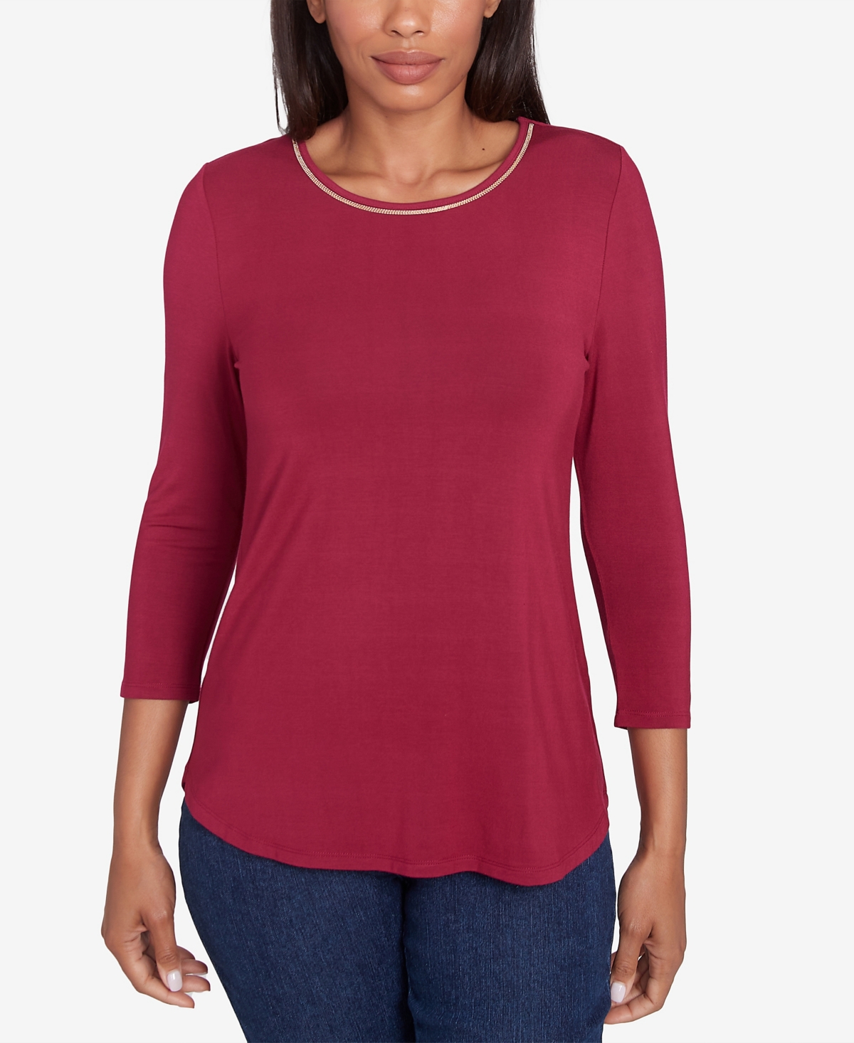 Click here for Ruby Rd. Petite Berry Chain Embellished Solid Knit... prices