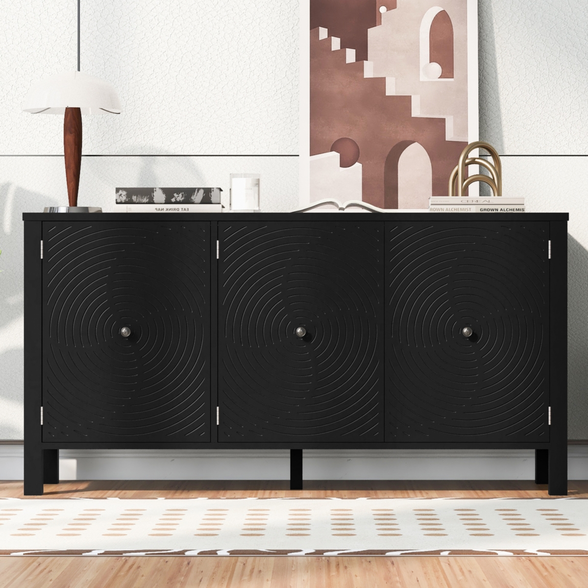 Click here for Streamdale Elegant 3-Door Sideboard with Curved Sw... prices
