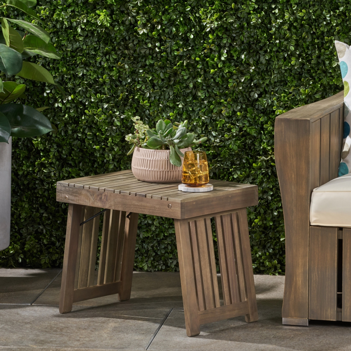 Click here for Streamdale Foldable Acacia Wood Side Table Durable... prices