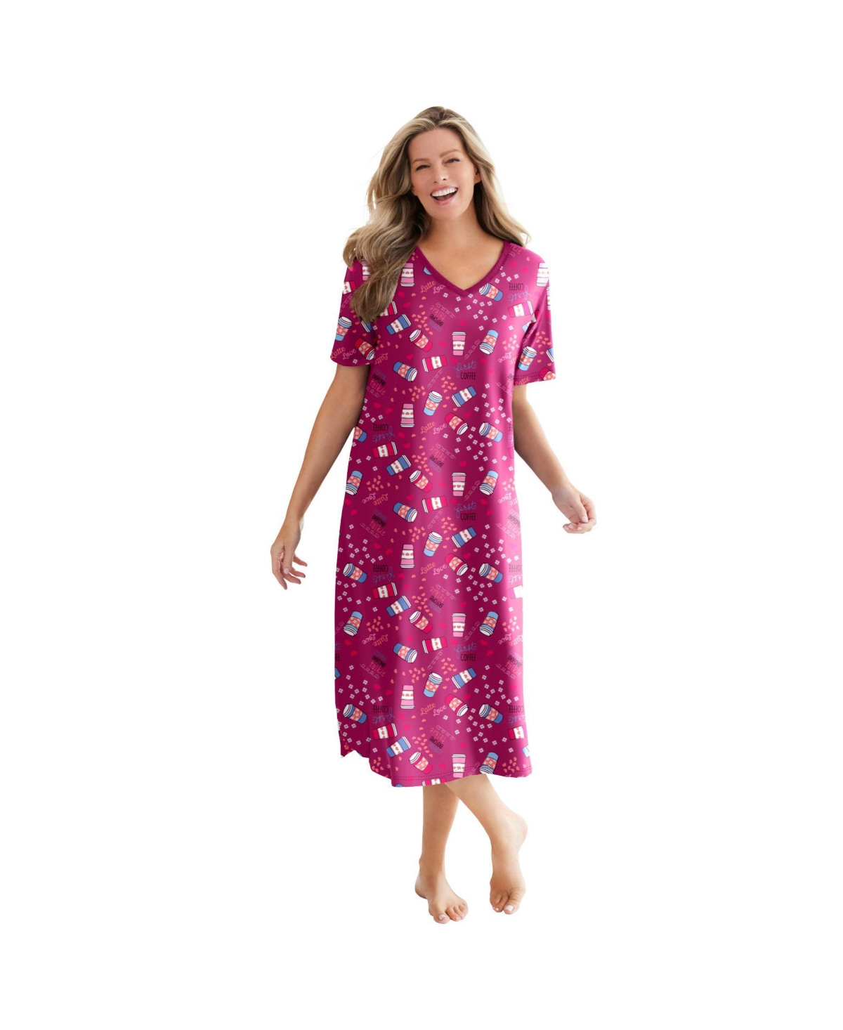 Click here for Dreams & Co. Womens Long Print Sleepshirt - Pomegr... prices