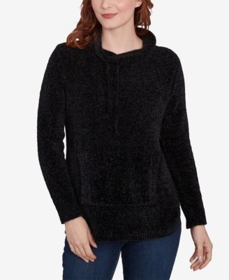 Ruby Rd. Petite Chenille Eyelash Pullover Pouch Pocket Funnel Neck ...