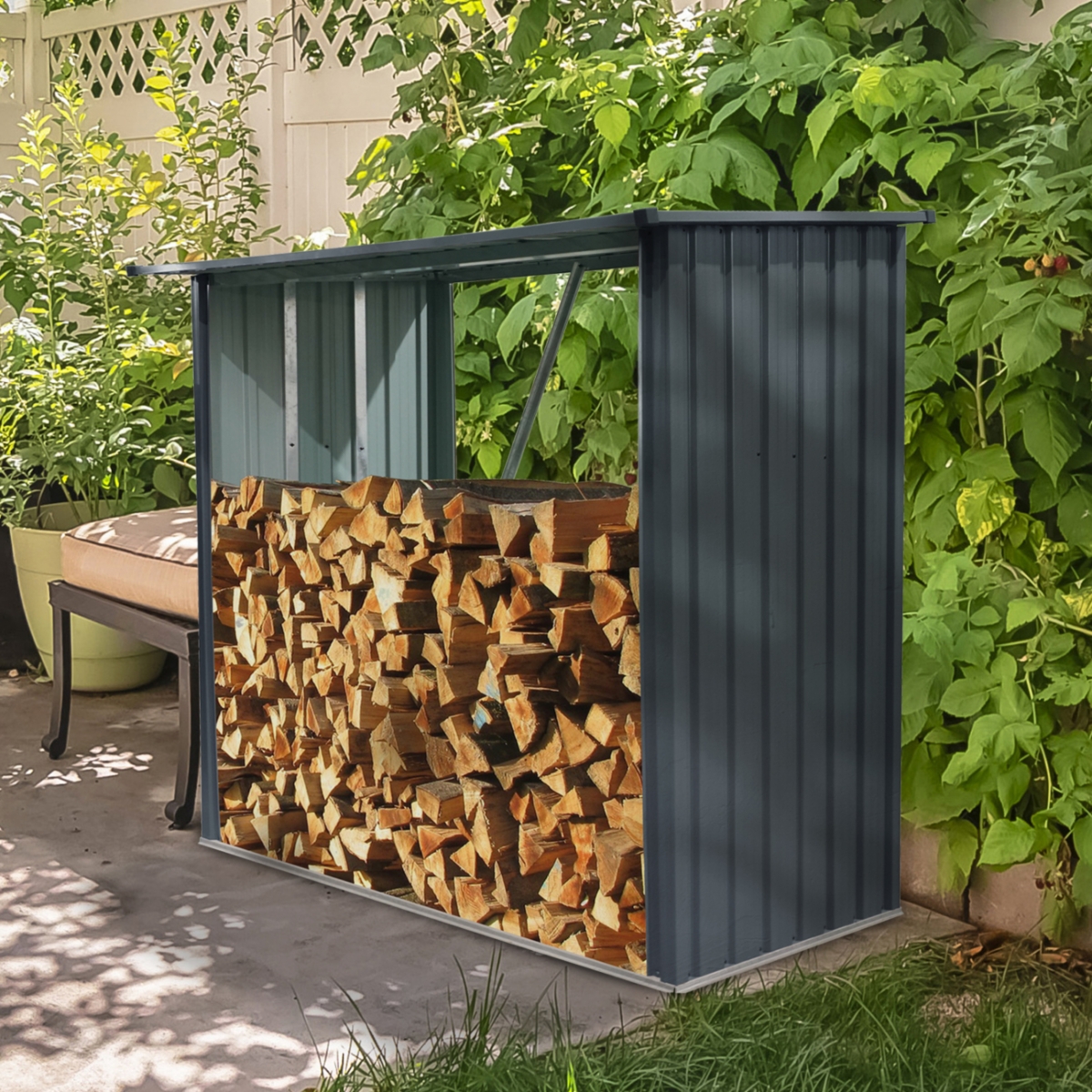 Click here for Outdoor Steel Firewood Rack  Open Wood Shed with S... prices