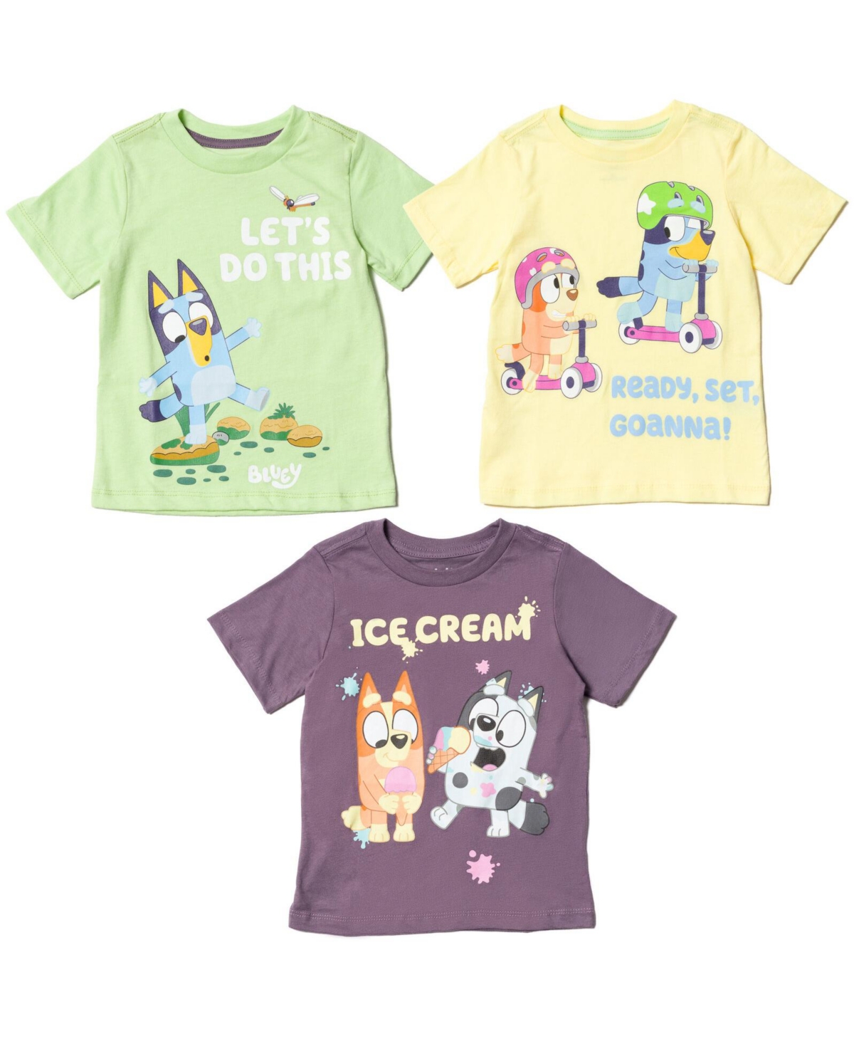 Click here for Bluey Boys 3 Pack T-Shirts - Grey / yellow / green prices