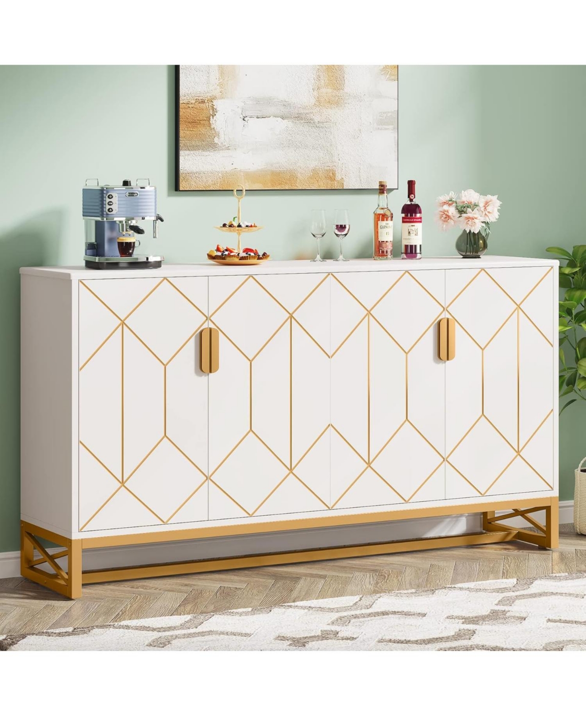 Click here for Tribesigns 59 White Gold Buffet Cabinet with Stora... prices