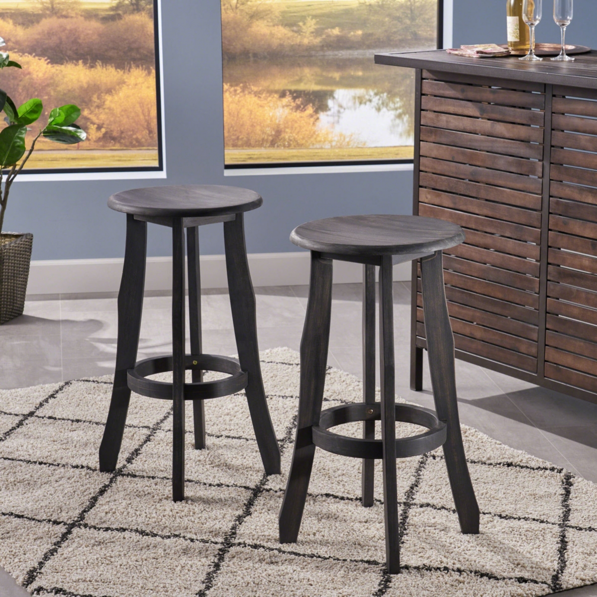 Click here for Simplie Fun Elegant Acacia Wood Barstools: Durable... prices