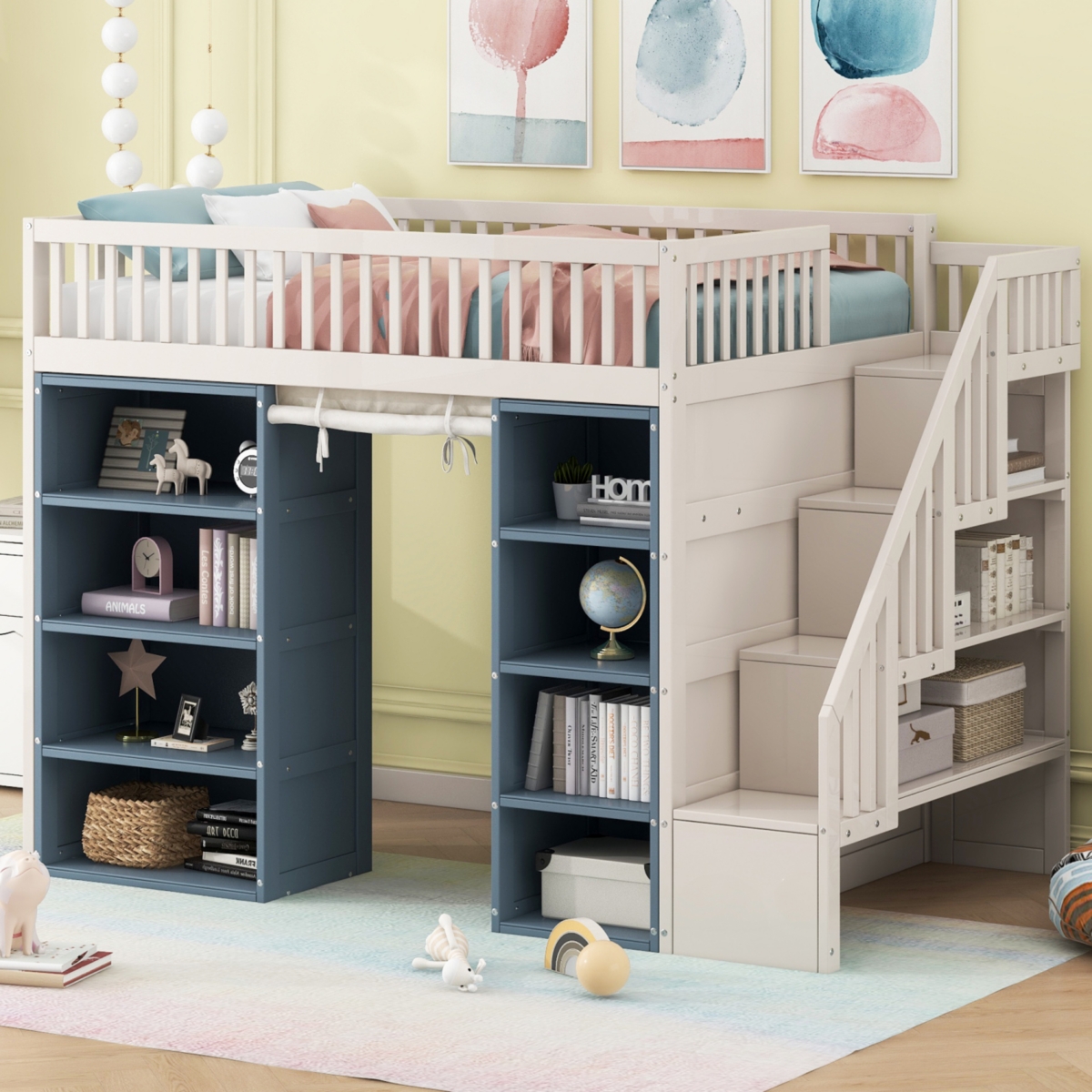 Click here for Streamdale Full Size Loft Bed with 2 Four-layer St... prices