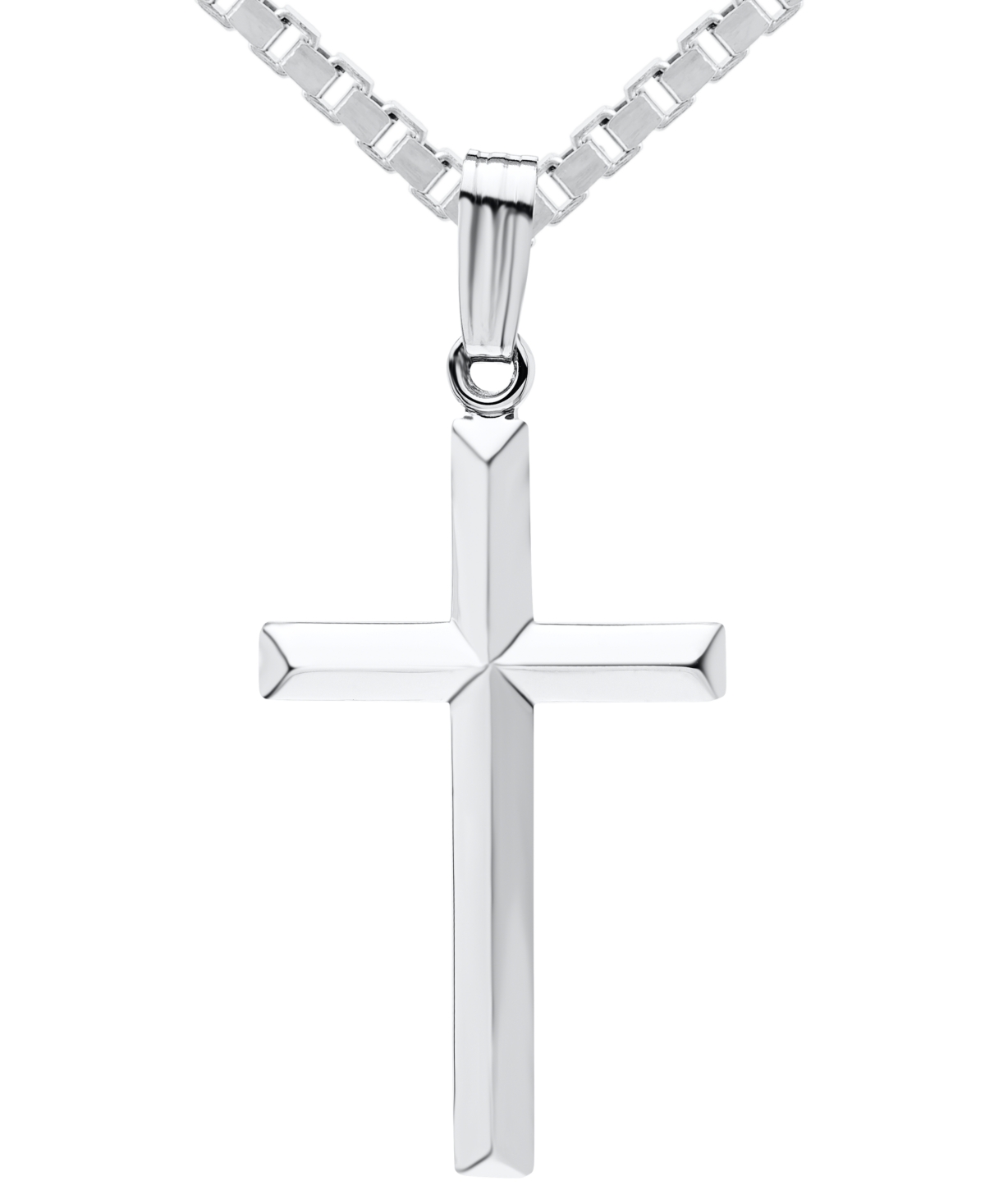 Click here for Classic Beveled Edge Polished Cross 18 Pendant Nec... prices
