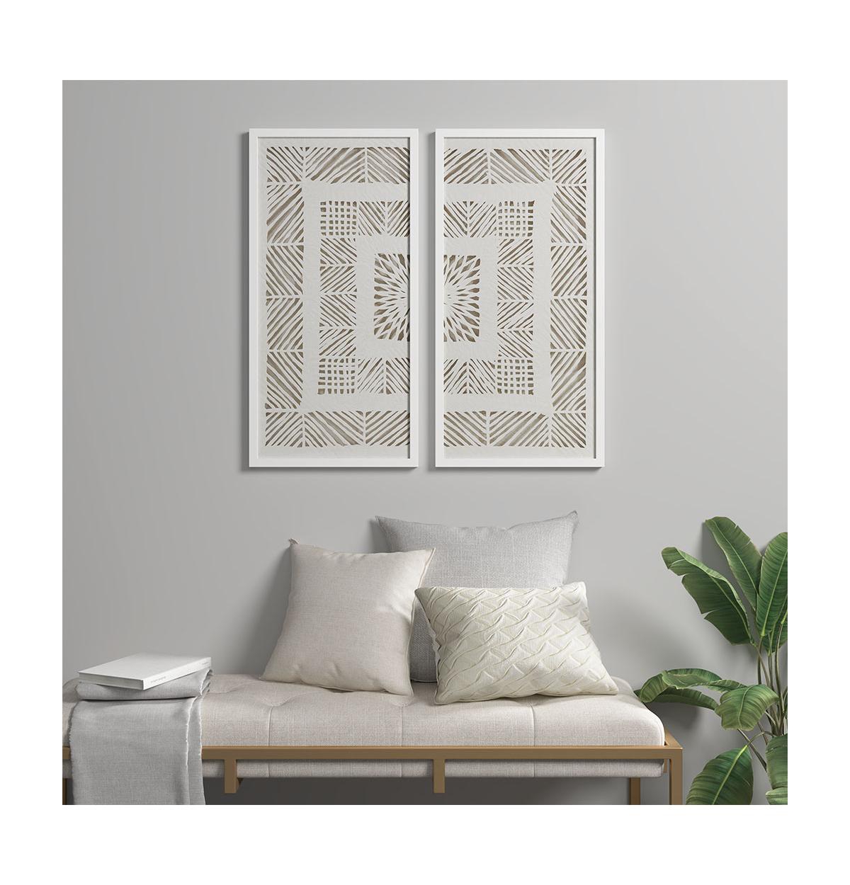 Click here for Streamdale Framed Geometric Rice Paper Panel 2-pie... prices