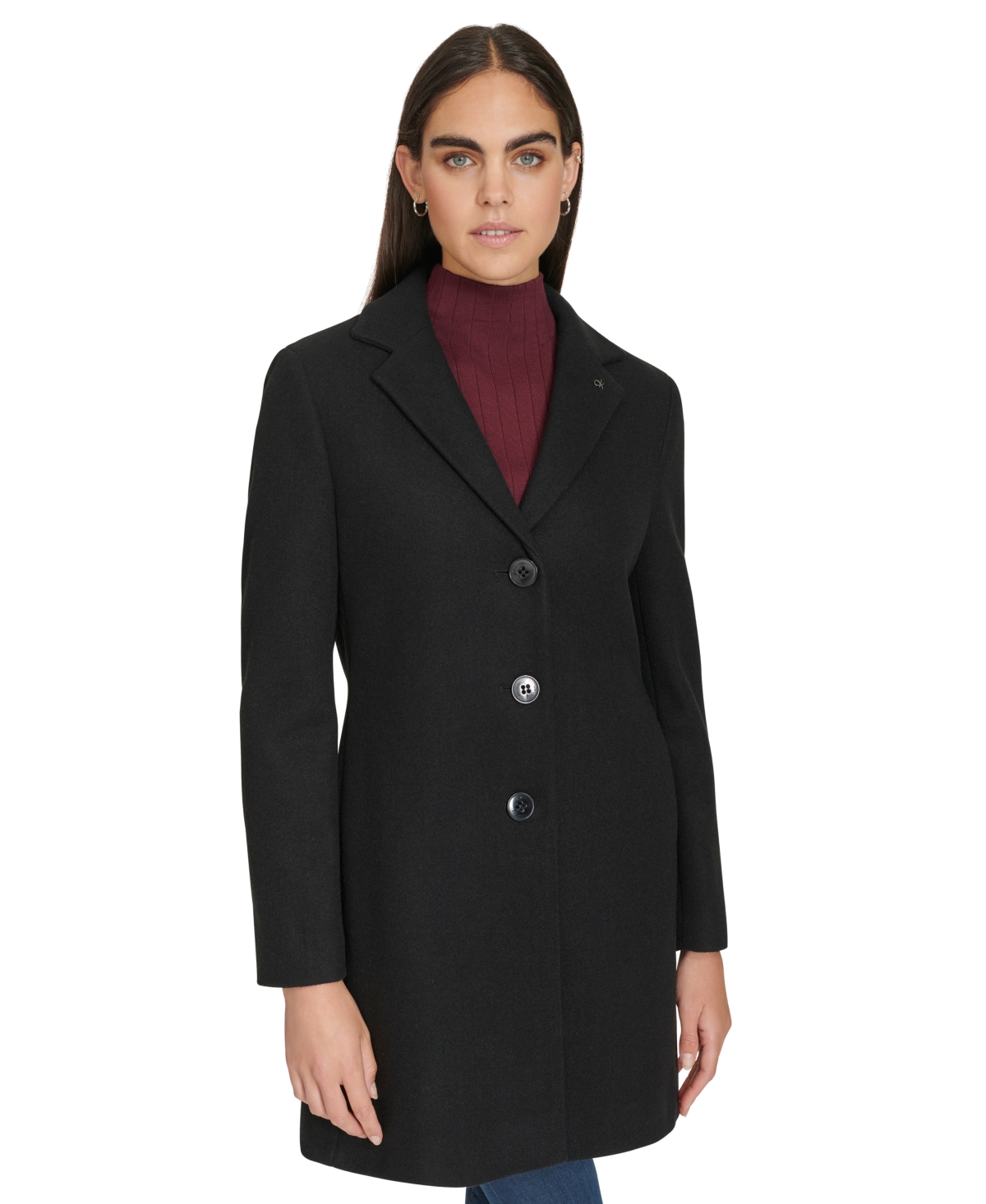 Click here for Calvin Klein Womens Single-Breasted Notched-Collar... prices