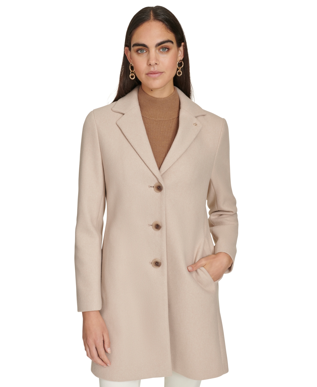 Click here for Calvin Klein Womens Single-Breasted Notched-Collar... prices