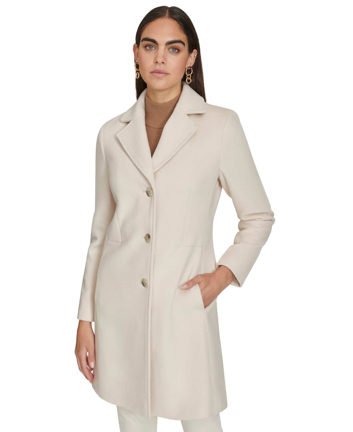 Click here for Calvin Klein Womens Single-Breasted Wool Blend Coa... prices