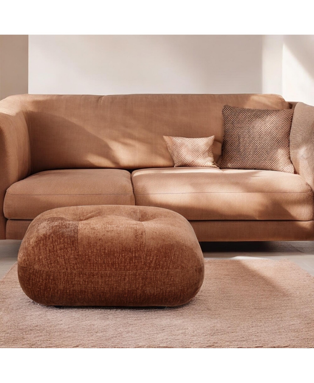 Click here for Carrick Ottoman  Beige Sandwich Mesh Fabric - Brow... prices