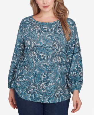 Ruby Rd. Plus Size Paisley Hatchi Twist Front Top - Macy's