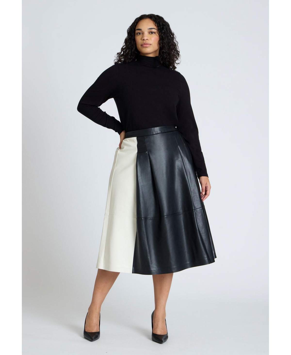 Click here for Eloquii Womens Plus Size Colorblocked Faux Leather... prices