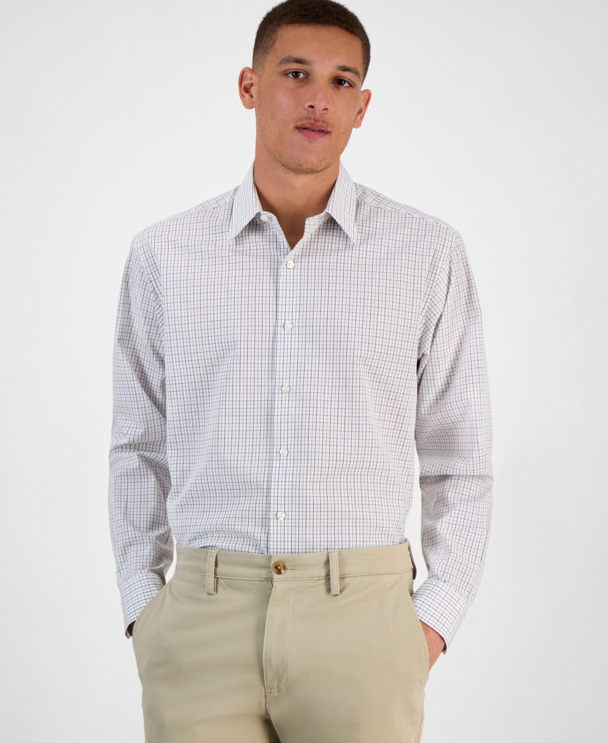 Click here for Club Room Mens Long Sleeve Button-Front Micro Chec... prices