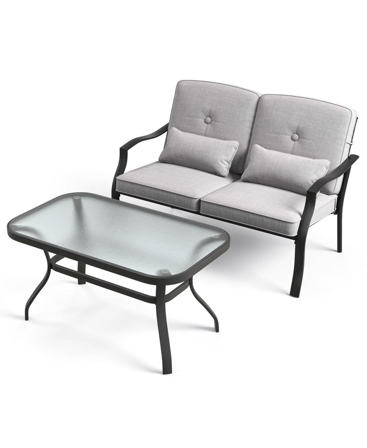 Click here for Sugift Outdoor Loveseat Chair Set with Tempered Gl... prices