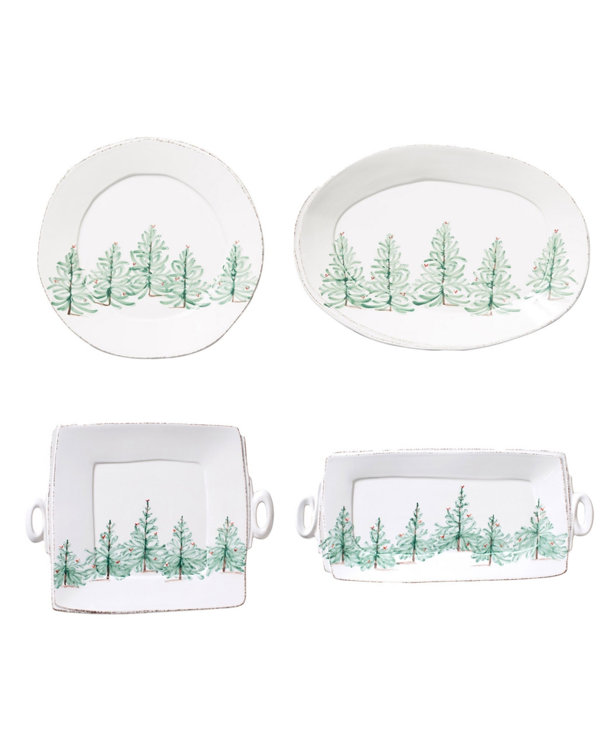 Click here for Vietri Lastra Holiday 4 Piece Serveware Set - Gree... prices