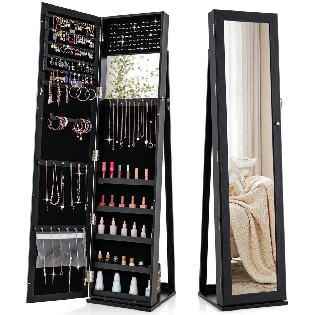 Click here for Costway Mirrored Jewelry Cabinet Armoire Lockable... prices