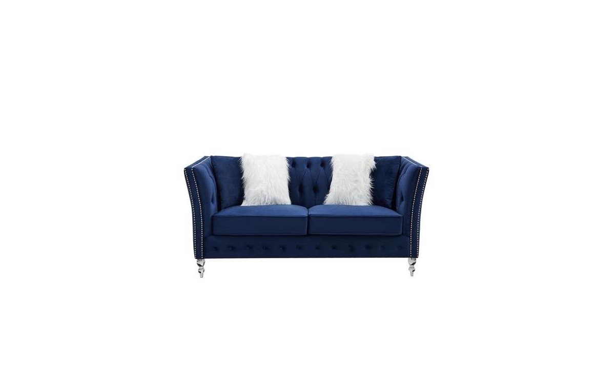 Click here for Slickblue Navy Blue Velvet Three-Seater Lounge Sof... prices
