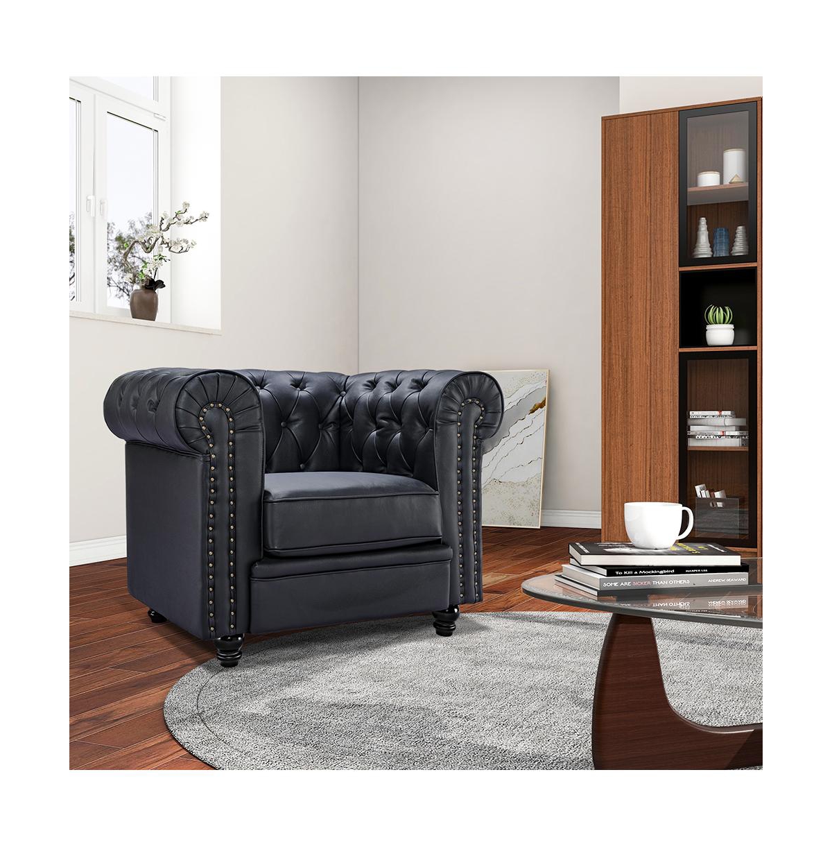 Click here for Classic Sofa 1-Seat Genuine Leather Solid Wood Oak... prices