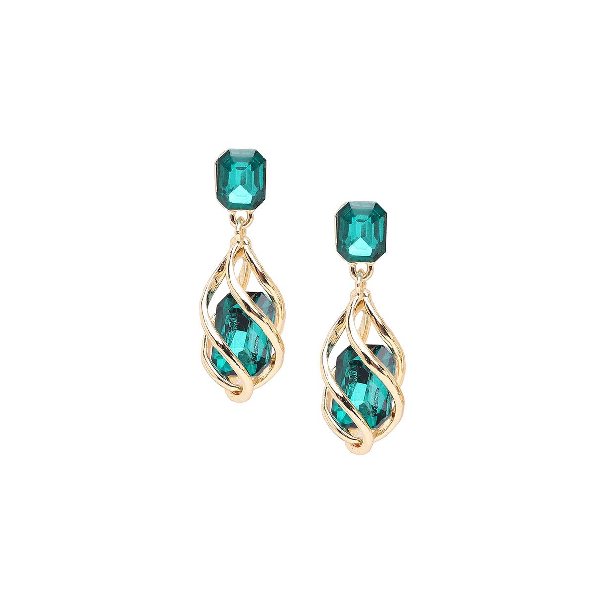 Click here for Sohi Womens Spiral Drop Earrings - Green prices