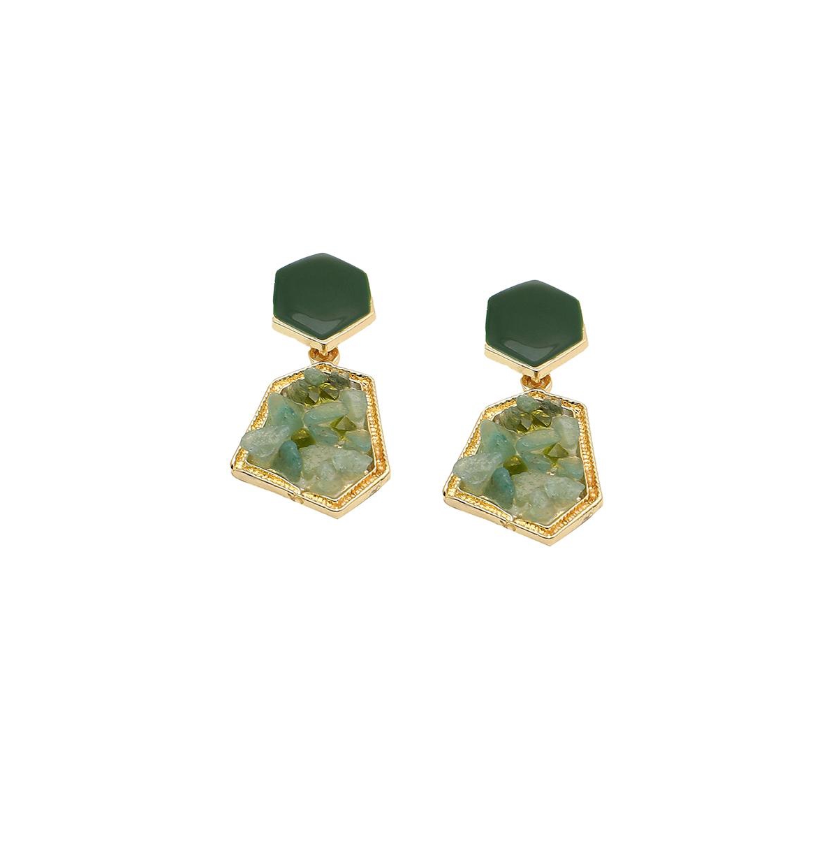 Click here for Sohi Womens Textured Drop Earrings - Green prices