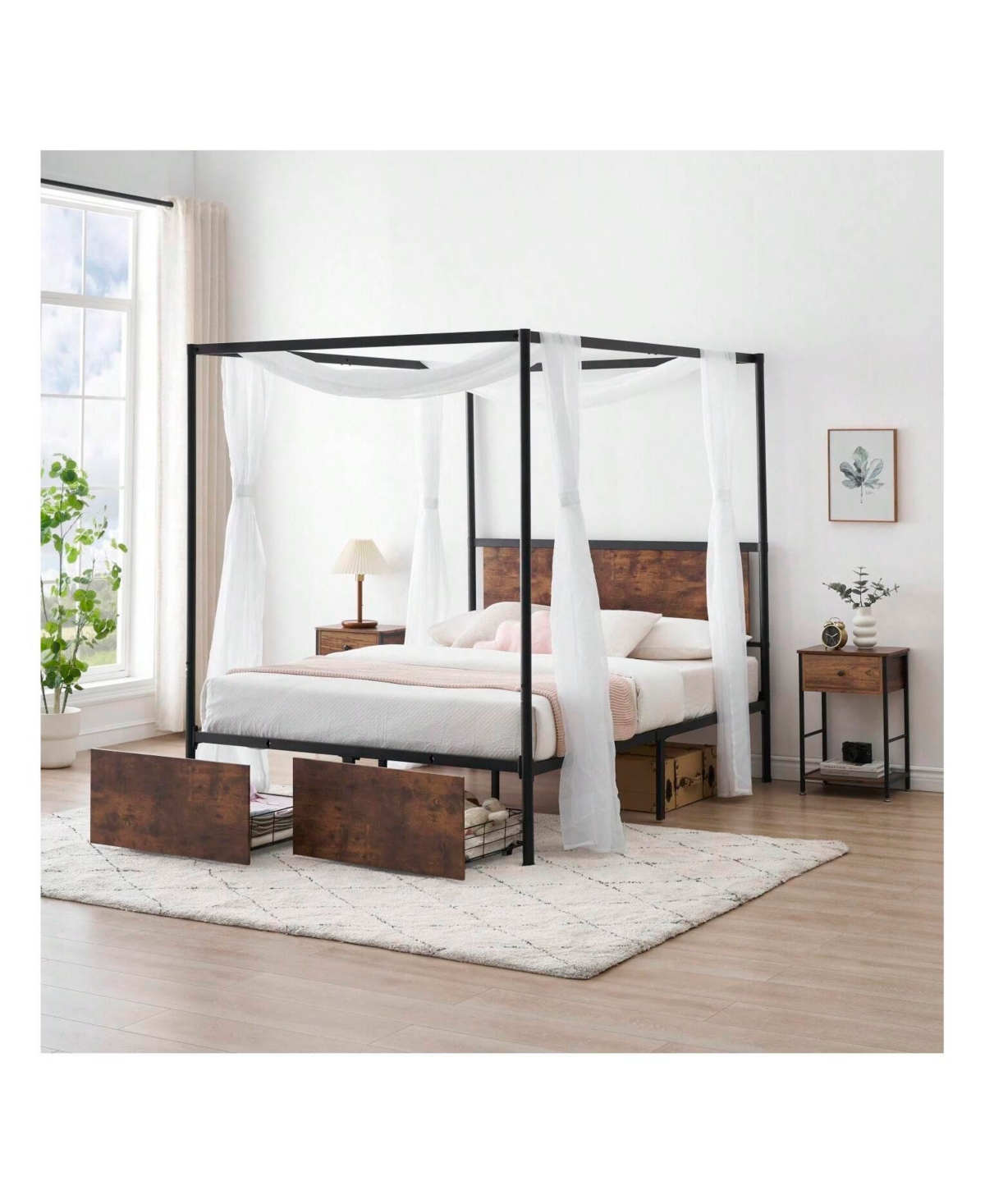 Click here for gaomon Black Metal Platform Canopy Bed Frame Queen... prices