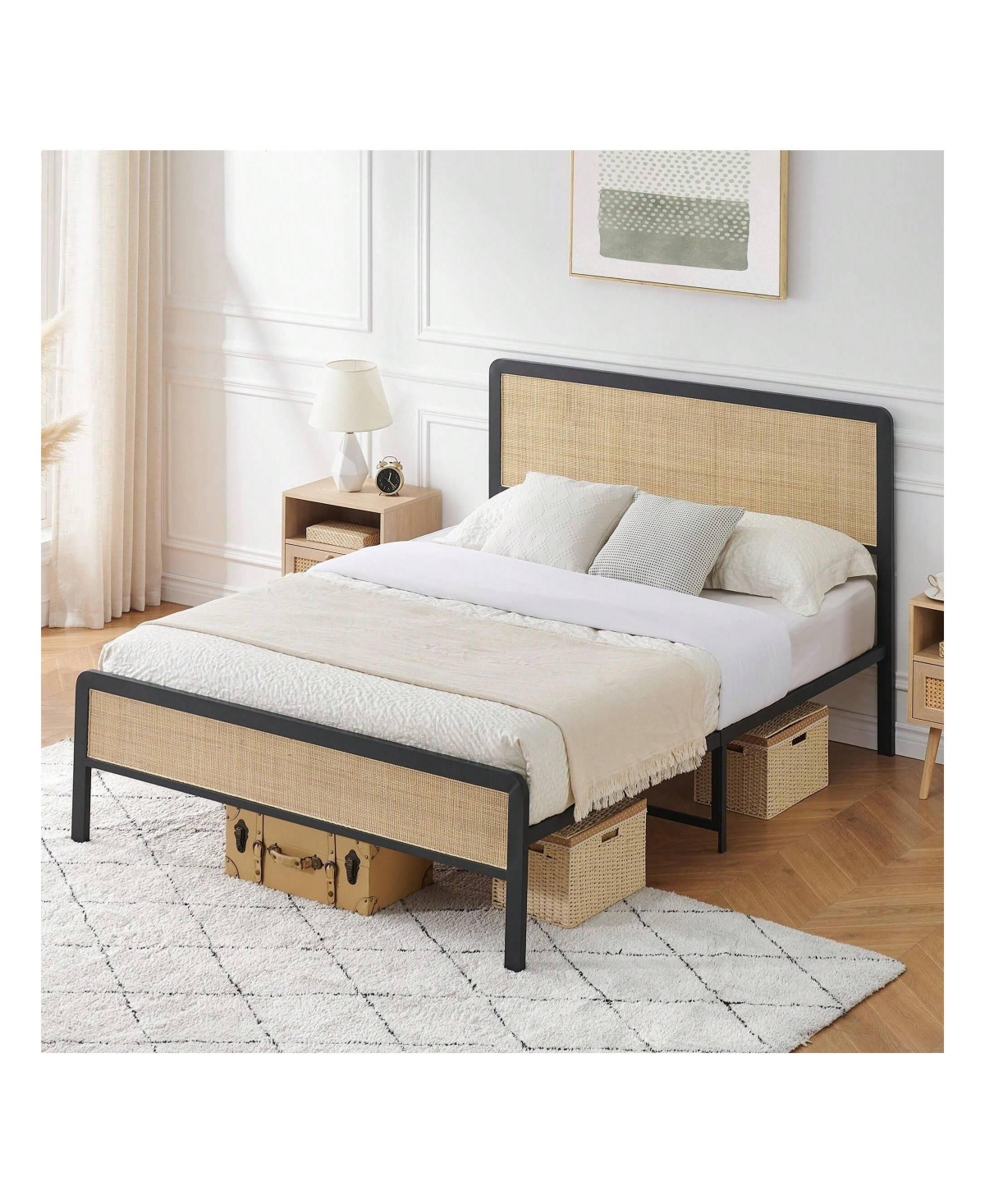 Click here for gaomon Bed Frame  Metal Bed Frame With Rattan Head... prices