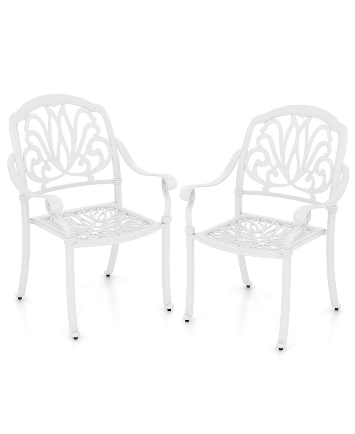 Click here for 2 Pcs Patio Cast Aluminum Dining Chairs Armrests O... prices
