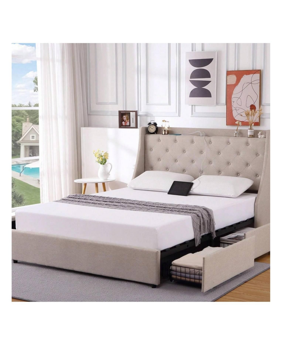 Click here for Full /Queen Bed Frame With 4 Storage Drawers  Plat... prices