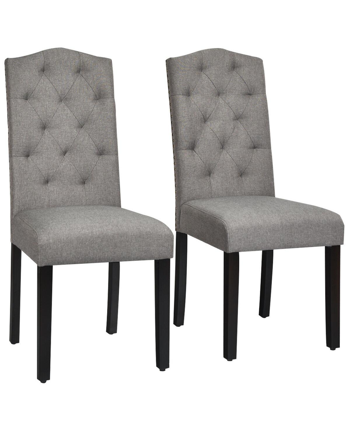 Click here for Gymax Set of 2 Tufted Dining Chair Upholstered w/... prices