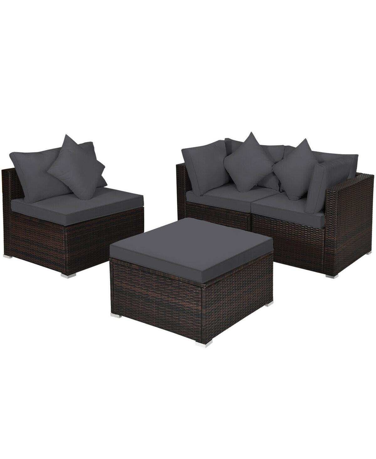Click here for Sugift 4 Pieces Ottoman Garden Patio Rattan Wicker... prices