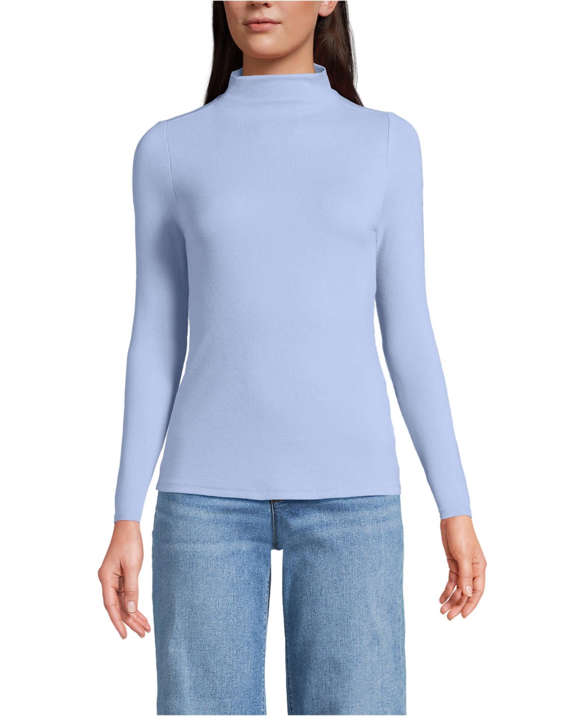 Click here for Lands End Womens Drapey Rib Skimming Long Sleeve M... prices