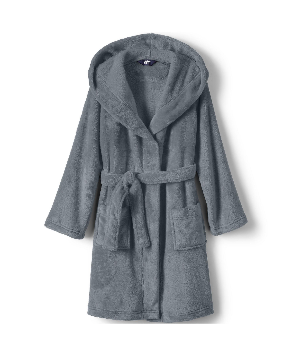 Click here for Lands End Big Girls Fleece Hooded Robe - Gray prices